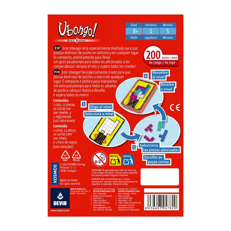 Ubongo Brain Game Juego de Tablero